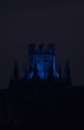 Octagon Tower Ely Cathedral Lit Blue Editorial Stock Photo - Stock ...