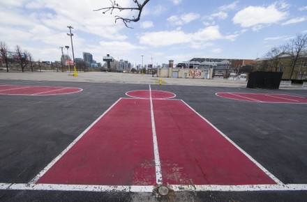 Outdoor Basketball Court Without Basketball Stands Editorial Stock ...