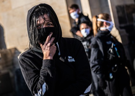 Counter Protester Wearing Face Mask During Editorial Stock Photo ...