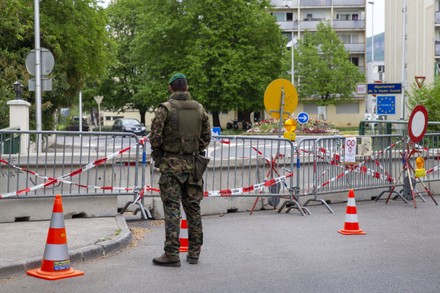 Swiss Soldier Guards Border Behind Concrete Editorial Stock Photo ...