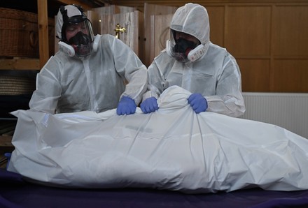 Mortuary Workers Wear Protective Suits They Editorial Stock Photo ...