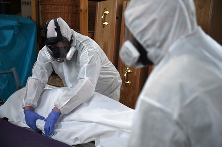 Mortuary Workers Wear Protective Suits They Editorial Stock Photo ...