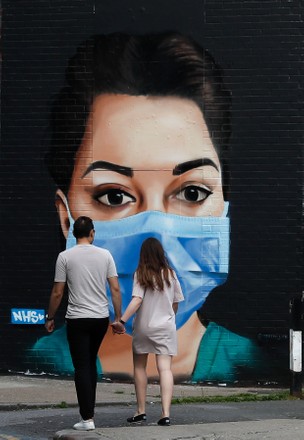 Couple Walk Hand Hand Past Mural Editorial Stock Photo - Stock Image ...