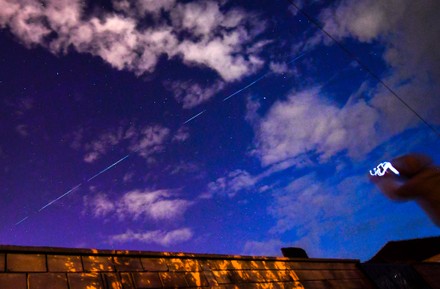 Spacex Starlink Satellites Visible Night Sky Editorial Stock Photo ...
