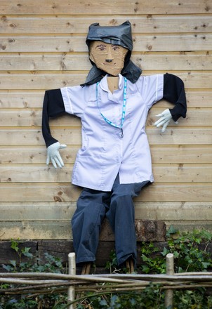 Scarecrow Depiction Nurse Uniform Stands Front Editorial Stock Photo ...