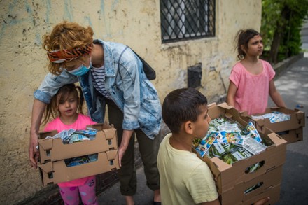 Food distribution to the poor in Budapest, Hungary - 29 Apr 2020 Stock ...