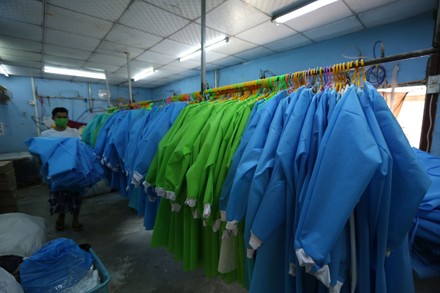 Worker Makes Surgical Gowns Garment Factory Editorial Stock Photo ...