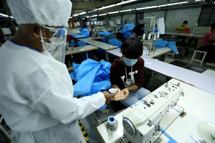 Worker Makes Surgical Gowns Garment Factory Editorial Stock Photo ...