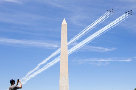 Man Watches Flyover Conducted By Us Editorial Stock Photo - Stock Image ...