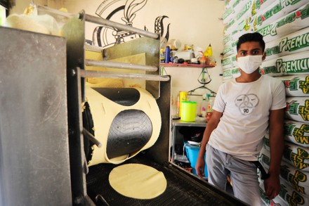 Worker Tortilleria Fanny Wears Protective Mask Editorial Stock Photo ...