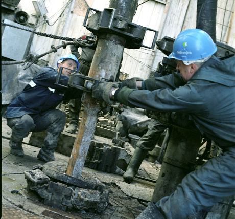 Workers Fixing Drilling Devices On Sibneft Editorial Stock Photo ...