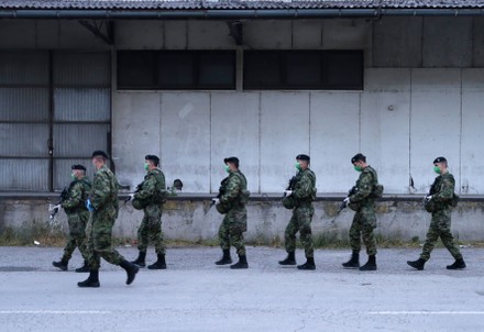 Serbian Military Soldiers Walk Formation They Editorial Stock Photo ...