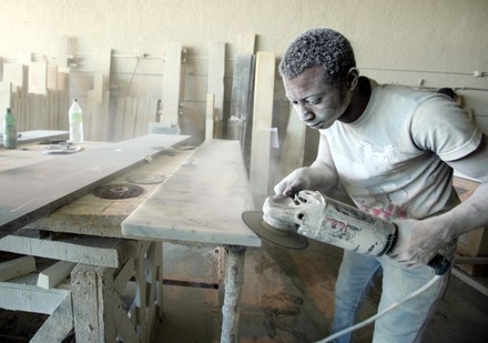 Sudanese Worker Covered By Grey Stone Editorial Stock Photo - Stock ...