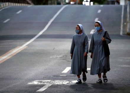 Nuns Traditional Grey Attire Wear Facemasks Editorial Stock Photo ...