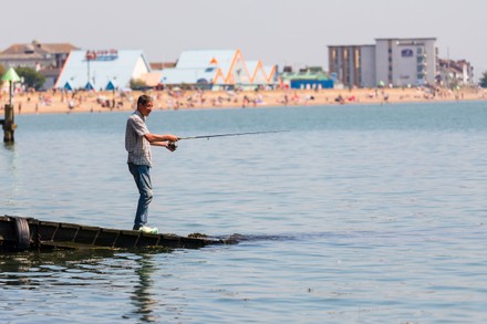Man Fishing On Southend Beach During Editorial Stock Photo - Stock ...