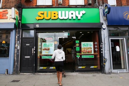 Woman Waits Outside Subway Fast Food Editorial Stock Photo - Stock ...