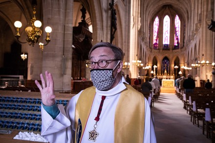 Priest Wears Face Mask Entrance Church Editorial Stock Photo - Stock ...
