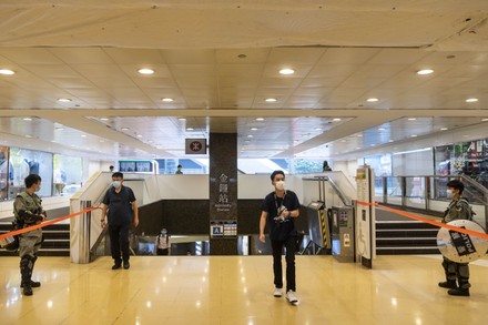 Commuters Exit Admiralty Mtr Station Under Editorial Stock Photo ...