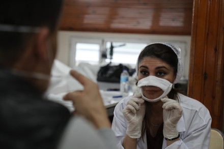 Worker Presents Transparent Face Mask Istanbul Editorial Stock Photo ...