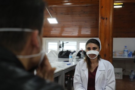 Worker Presents Transparent Face Mask Istanbul Editorial Stock Photo ...