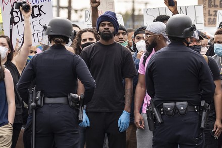 Protesters Face Police Officers During Protests Editorial Stock Photo ...