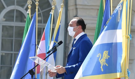Piedmont Governor Alberto Cirio During Flagraising Editorial Stock ...