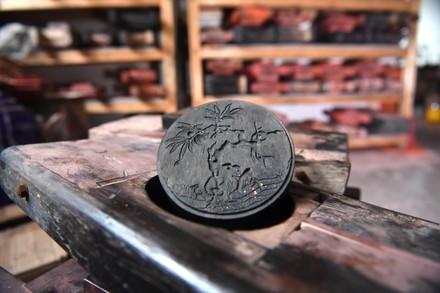 Inkstick Molding Engraved Painting Seen Workshop Editorial Stock Photo ...