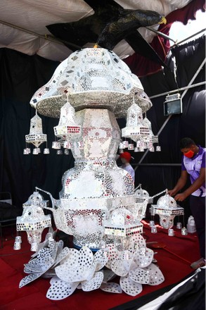 People Prepare Giant Lantern Celebrate Poson Editorial Stock Photo ...