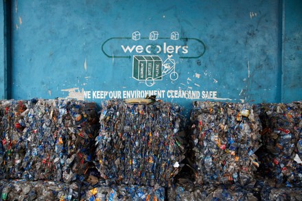 Cubeshaped Bales Compressed Plastic Waste Stacked Editorial Stock Photo ...