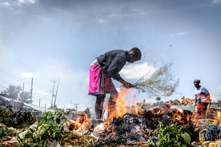 Local Residents Seen Burning Rubbish Around Editorial Stock Photo ...