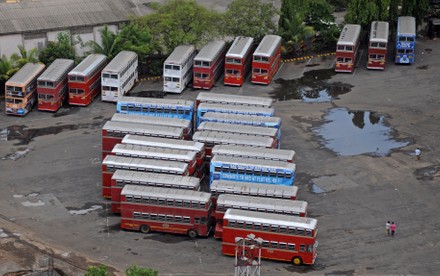 Buses Seen Lined Inside Depot as Editorial Stock Photo - Stock Image ...