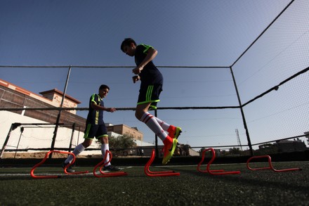 Palestinian Football Players Alhilal Train Stadium Editorial Stock ...