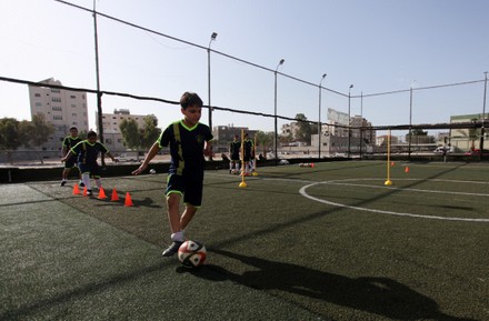 Palestinian Football Players Alhilal Train Stadium Editorial Stock ...