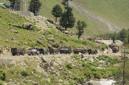 Indian Army Convoy Moved Along Srinagarladakh Editorial Stock Photo ...