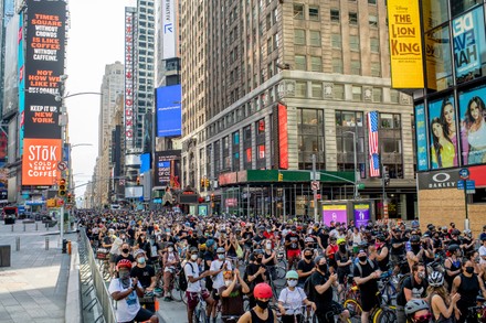 Protesters On Bicycles Assemble Times Square Editorial Stock Photo ...