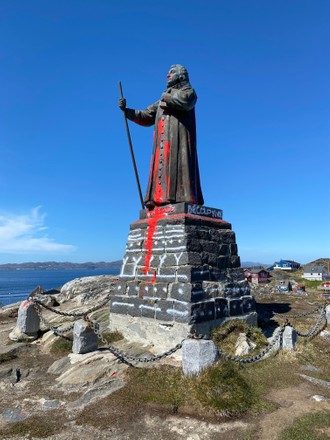 Vandalized Statue Danishnorwegian Colonizer Hans Egede Editorial Stock ...