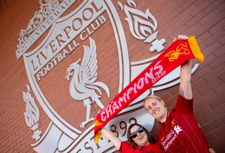 Liverpool Fc Fans Grin They Pose Editorial Stock Photo - Stock Image ...