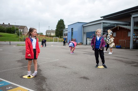 Williamstown Primary School re-opens, South Wales, UK - 29 Jun 2020 ...