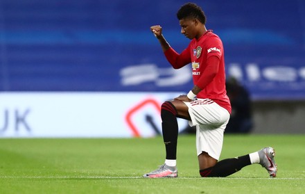 Marcus Rashford Manchester United Takes Knee Editorial Stock Photo ...