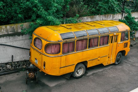 Old Yellow Bus Seen Future Museum Editorial Stock Photo - Stock Image ...