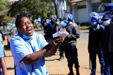 Nurse Reacts She Holds Her Pay Editorial Stock Photo - Stock Image ...