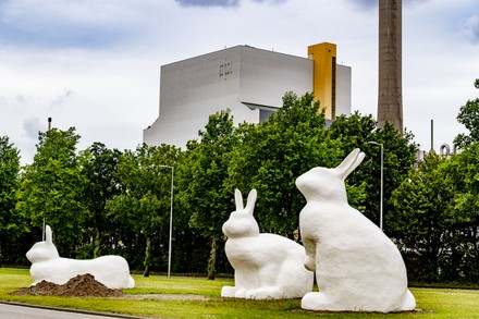 Placement One Three Giant Rabbit Statues Editorial Stock Photo - Stock ...
