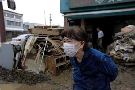 Flood devastated city of Hitoyoshi, Kumamoto Prefecture, southwestern ...
