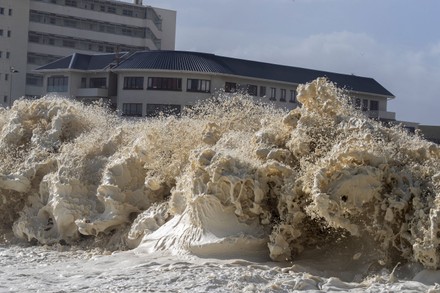 Wave Breaks Onto Seapoint Promenade During Editorial Stock Photo ...