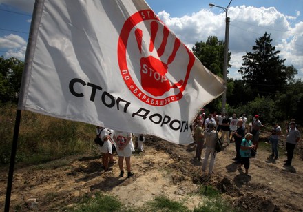 Picket against road construction through Barabashovo market in Kharkiv ...