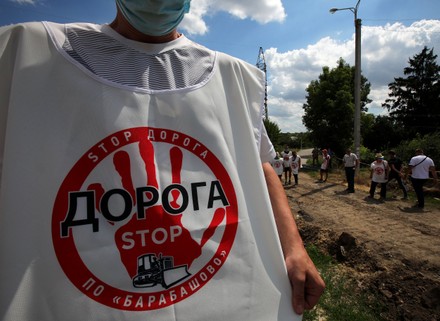 Picket against road construction through Barabashovo market in Kharkiv ...