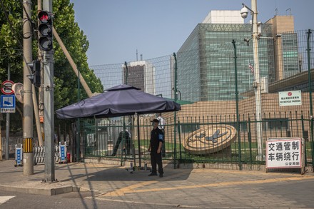 Chinese Security Personnel Stands Guard Outside Editorial Stock Photo ...