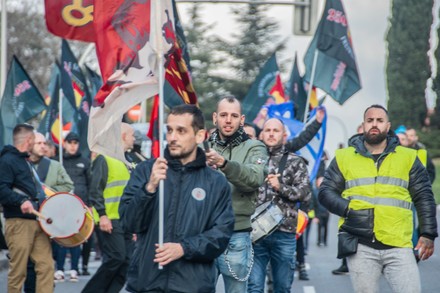 Hundreds People Come Falangist Demonstration Streets Editorial Stock ...