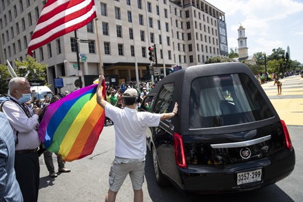 Man Holding Pride American Flag Touches Editorial Stock Photo - Stock ...