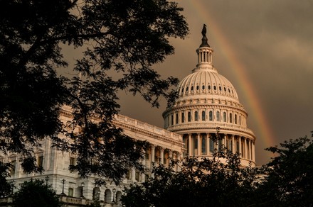 Rainbow Hangs Sky Above Us Capitol Editorial Stock Photo - Stock Image ...